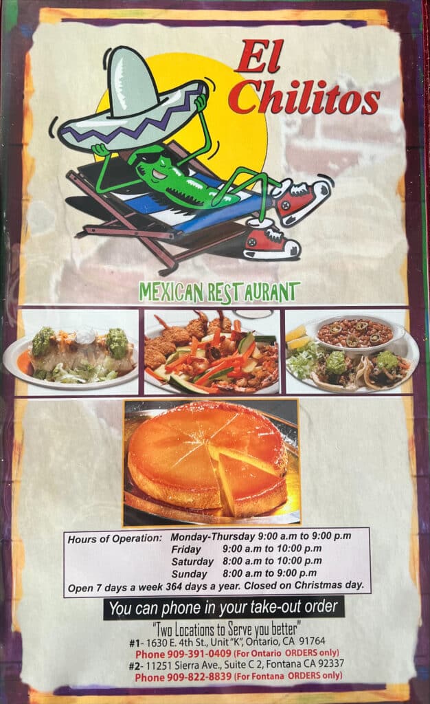 Menu - El Chilitos Mexican Restaurant